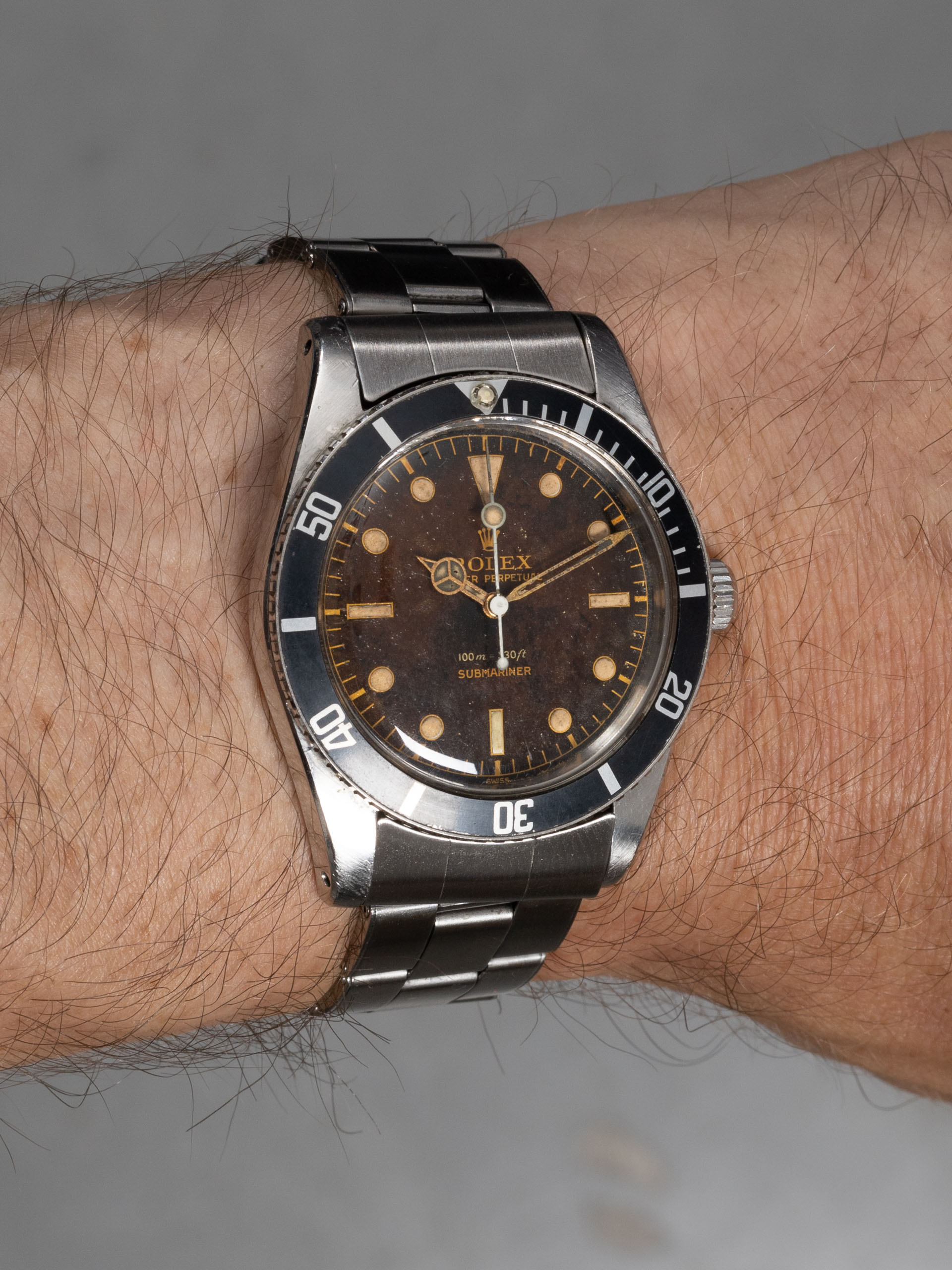 Rolex Submariner reference 6536-1 from 1957 with a gilt dial thin case ...