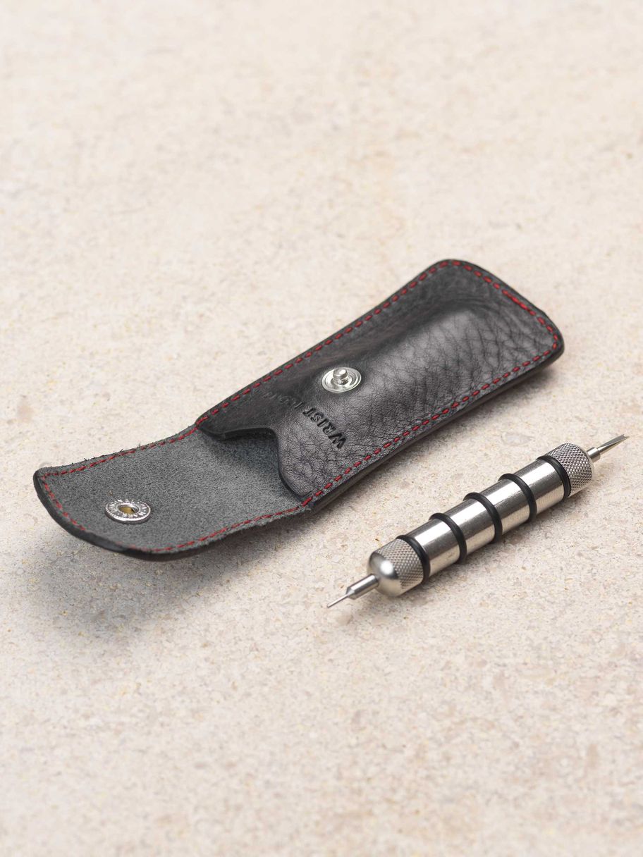 Signature black and red leather mini spring bar tool - WRIST ICONS