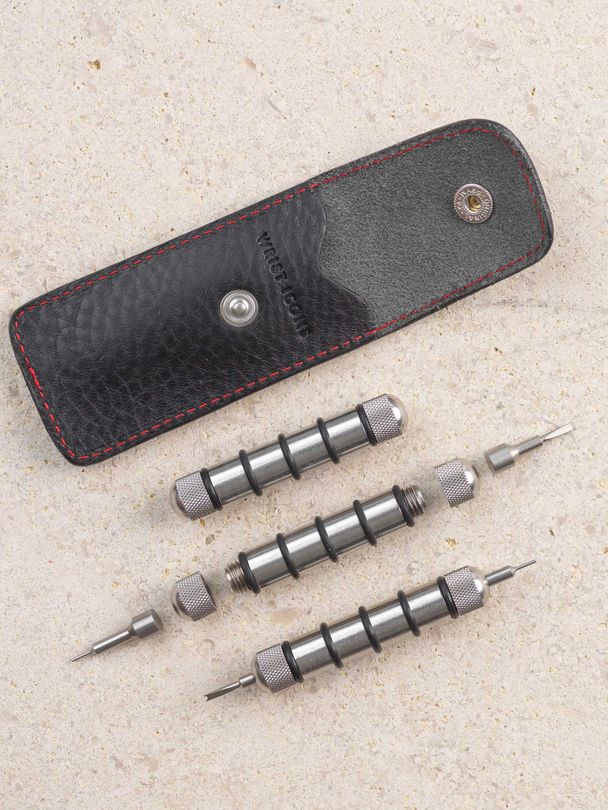 Signature black and red leather mini spring bar tool - WRIST ICONS